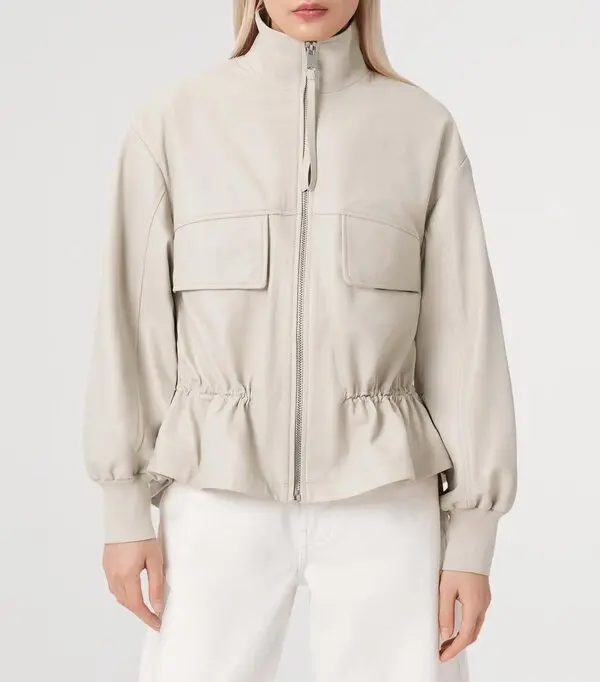 ALLSAINTS Leather Flor Jacket - White