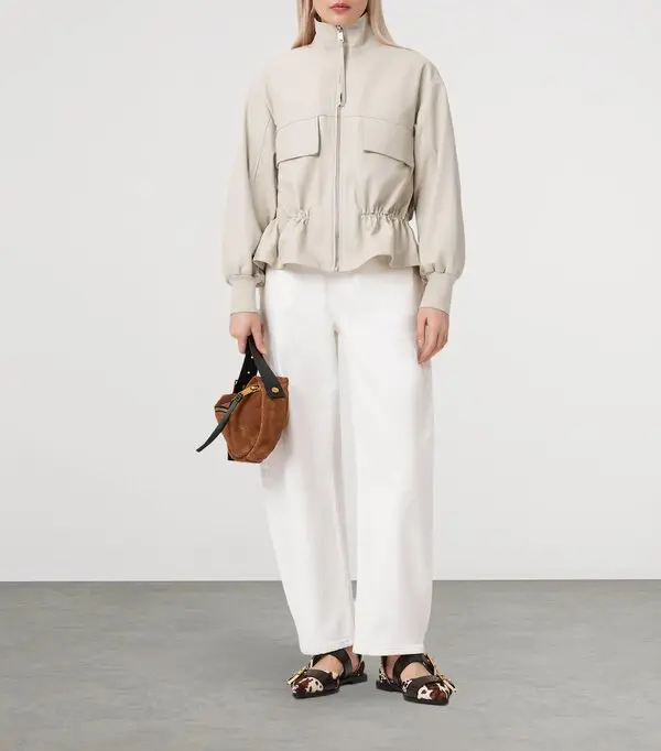 ALLSAINTS Leather Flor Jacket - White