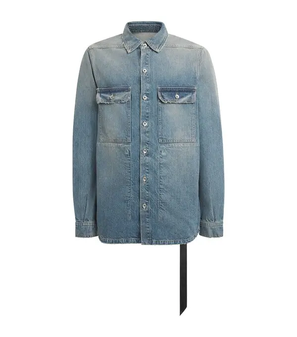 Rick Owens Distressed Denim Overshirt - Blue