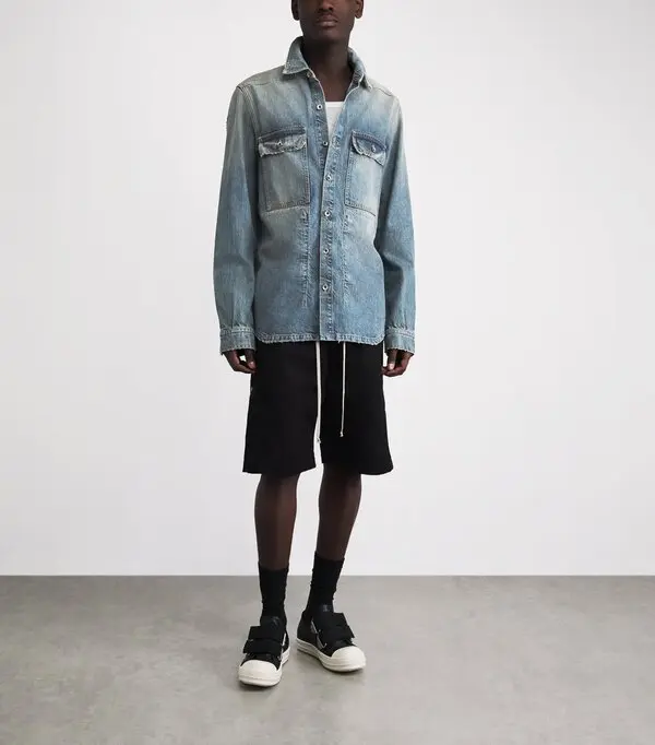 Rick Owens Distressed Denim Overshirt - Blue