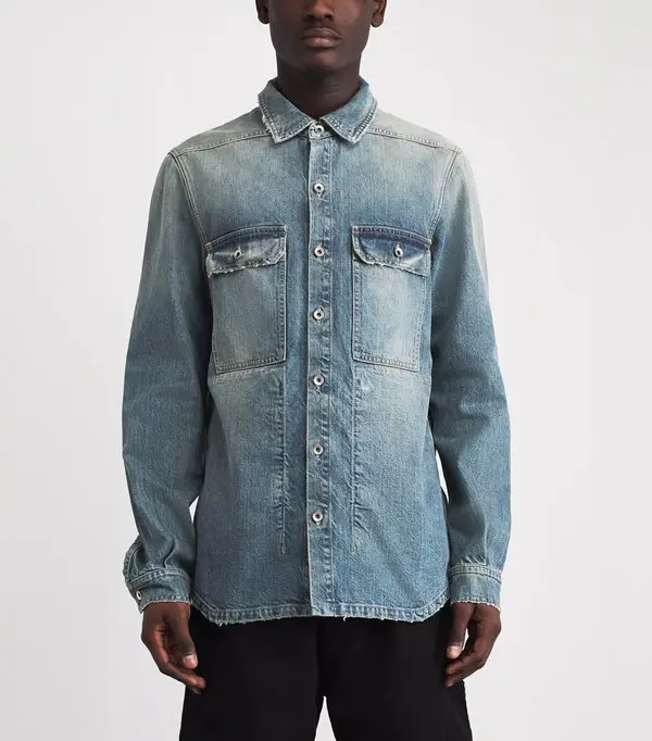 Rick Owens Distressed Denim Overshirt - Blue
