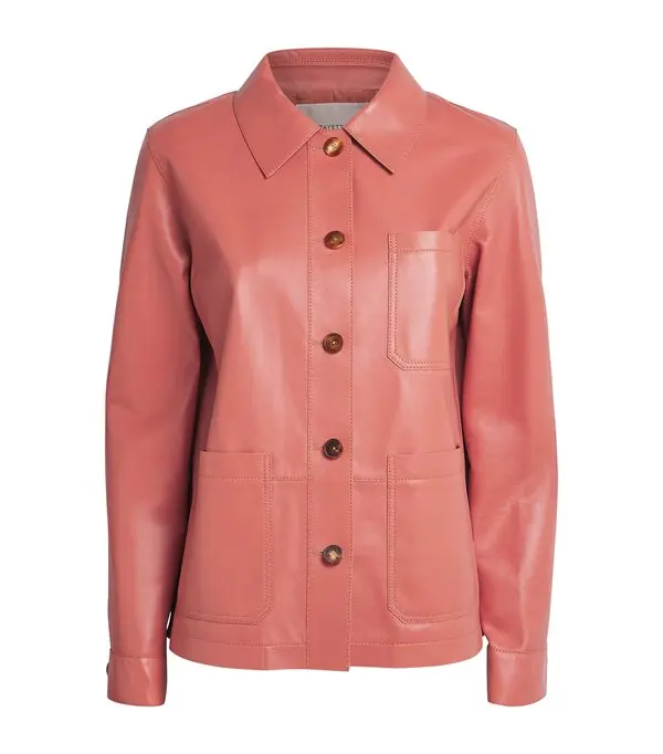 Lafayette 148 New York Lambskin Patch-pocket Jacket - Pink