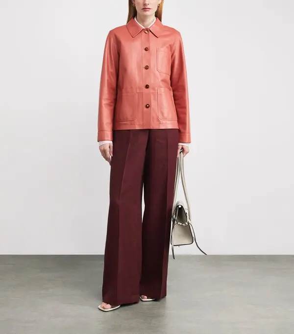 Lafayette 148 New York Lambskin Patch-pocket Jacket - Pink
