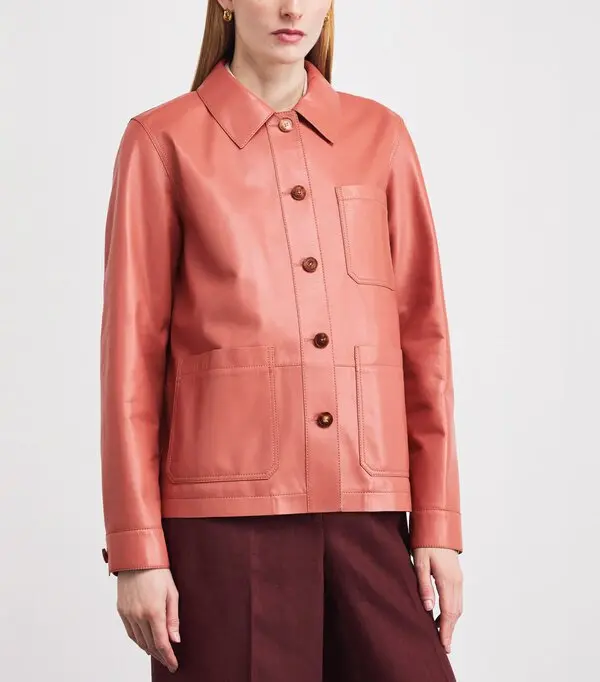 Lafayette 148 New York Lambskin Patch-pocket Jacket - Pink