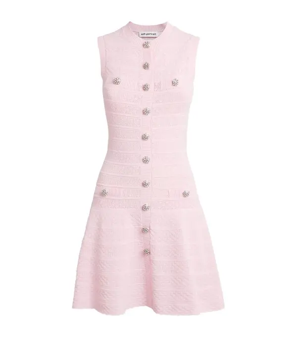 SELF-PORTRAIT Knitted Pointelle Mini Dress