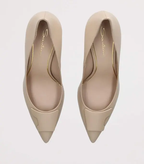Santoni Leather Sibille Pumps 85 - Beige