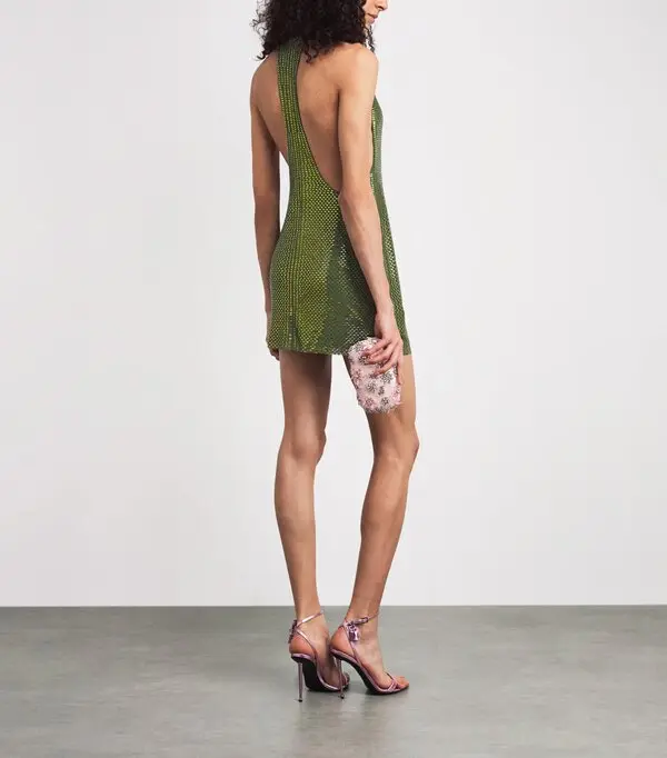 slim fit dress slacks Self-Portrait Green One Shoulder Mini Dress main image 0