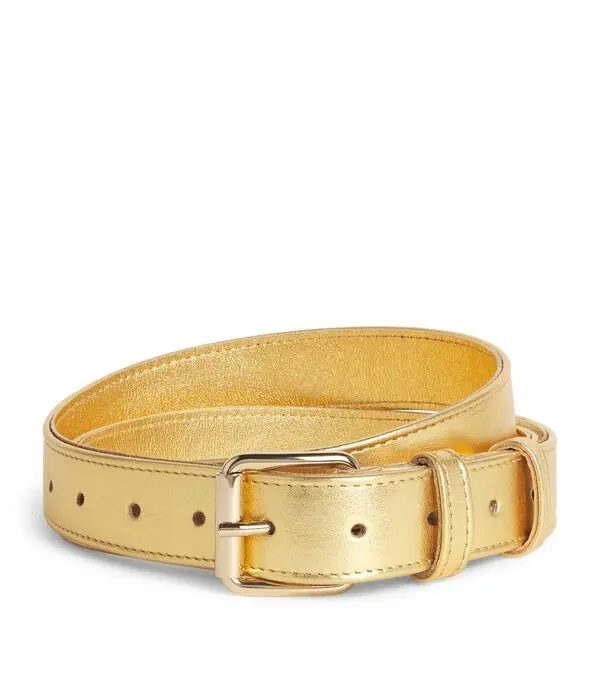 Comme Des Garçons Metallic Leather Buckle Belt - Gold