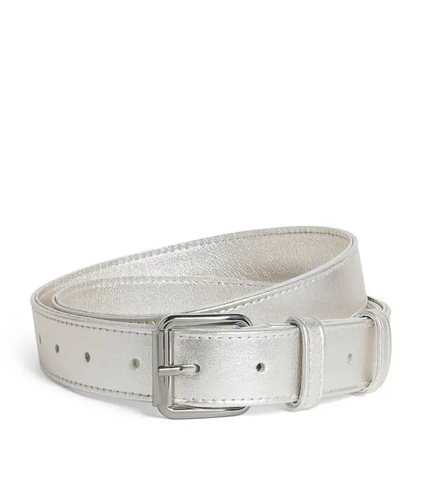 Comme Des Garçons Metallic Leather Buckle Belt - Silver