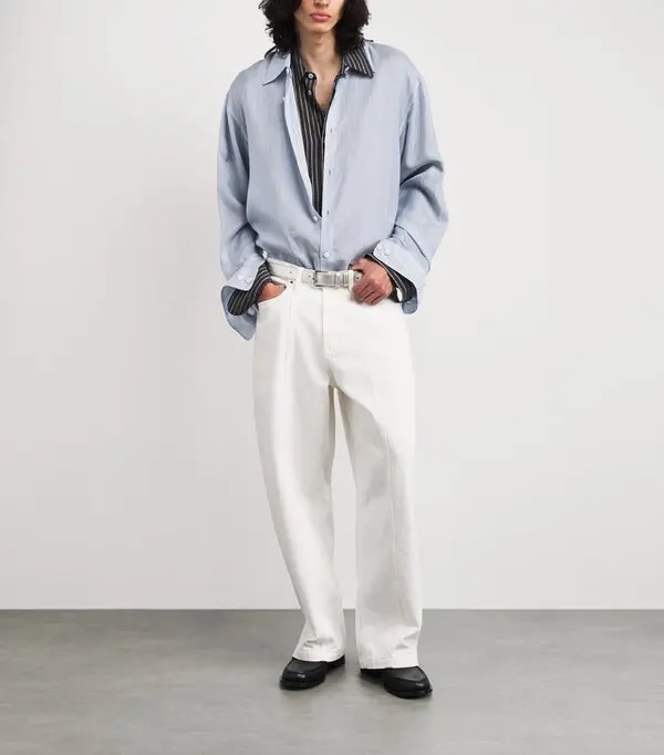 Comme Des Garçons Metallic Leather Buckle Belt