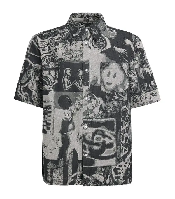 Casablanca Rave Collage Denim Shirt - Black