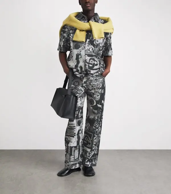 Casablanca Rave Collage Denim Shirt - Black