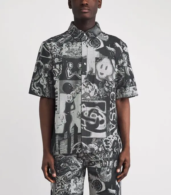 Casablanca Rave Collage Denim Shirt - Black
