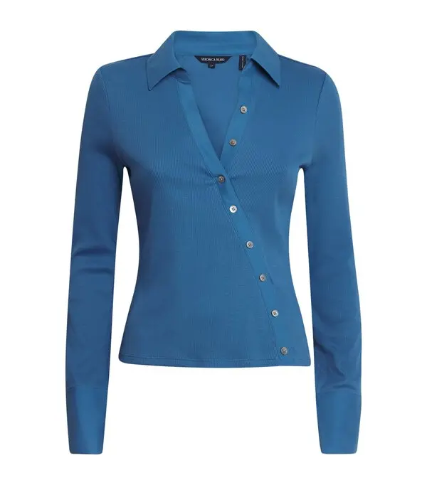 Veronica Beard Asymmetric Button-down Shirt - Blue
