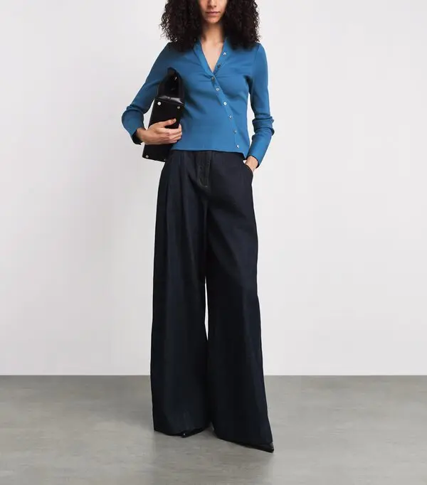 Veronica Beard Asymmetric Button-down Shirt - Blue