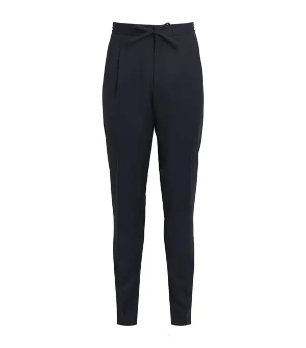LARDINI Wool Drawstring Trousers - Navy