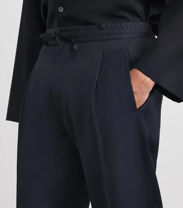 LARDINI Wool Drawstring Trousers - Navy