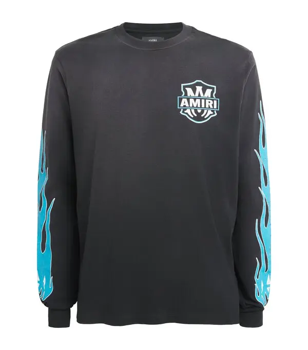 Amiri Cotton Eagle Flames Long-sleeve T-shirt