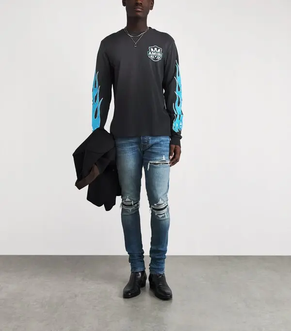 Amiri Cotton Eagle Flames Long-sleeve T-shirt
