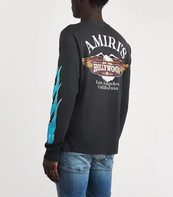 Amiri Cotton Eagle Flames Long-sleeve T-shirt