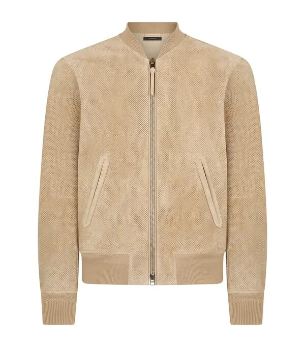 TOM FORD Leather Bomber Jacket - Green
