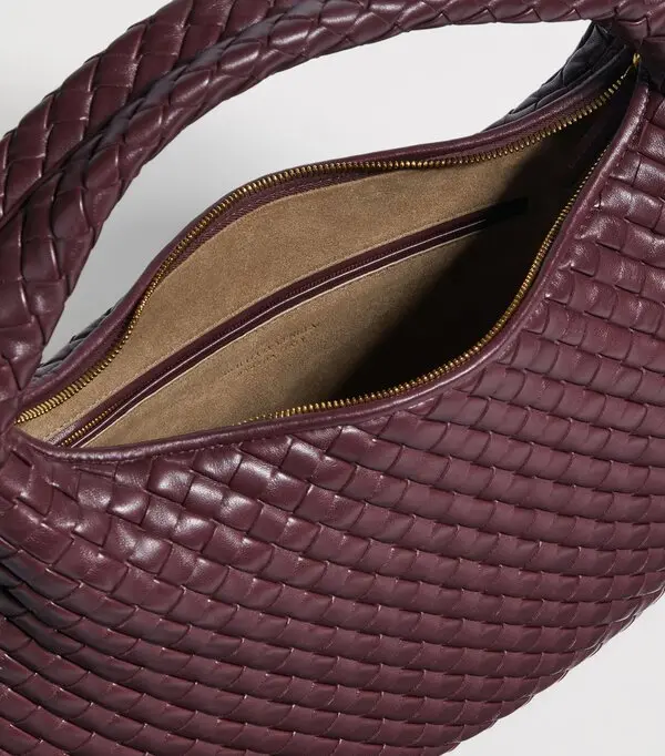 Bottega Veneta Lambskin Intrecciato Veneta Shoulder Bag - Red