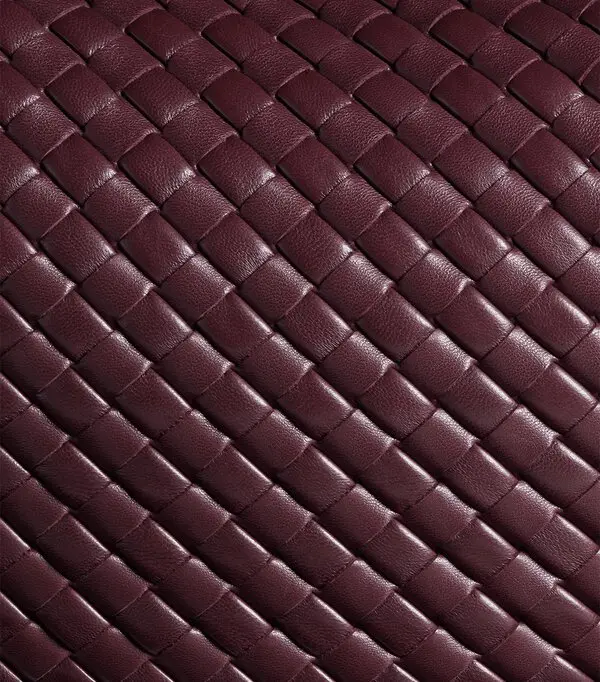 Bottega Veneta Lambskin Intrecciato Veneta Shoulder Bag - Red