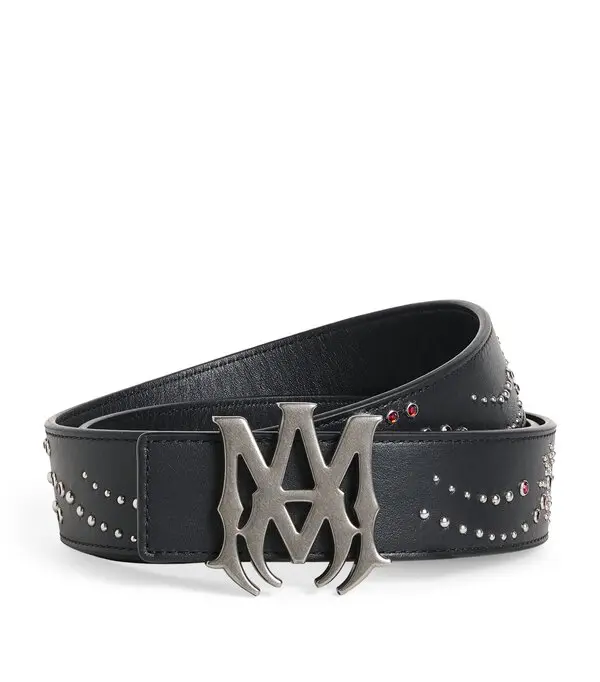 Amiri Leather Studded Belt - Black
