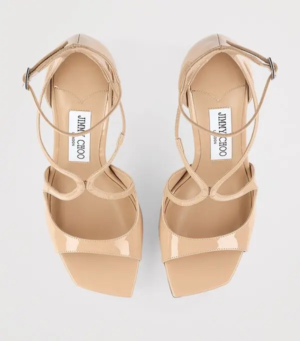 JIMMY CHOO Azia 95 Patent Leather Sandals - Neutral