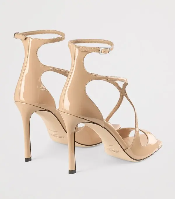 JIMMY CHOO Azia 95 Patent Leather Sandals - Neutral