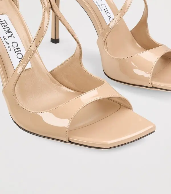 JIMMY CHOO Azia 95 Patent Leather Sandals - Neutral