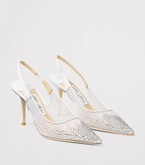 JIMMY CHOO Love 85 Embellished Slingback Pumps - White