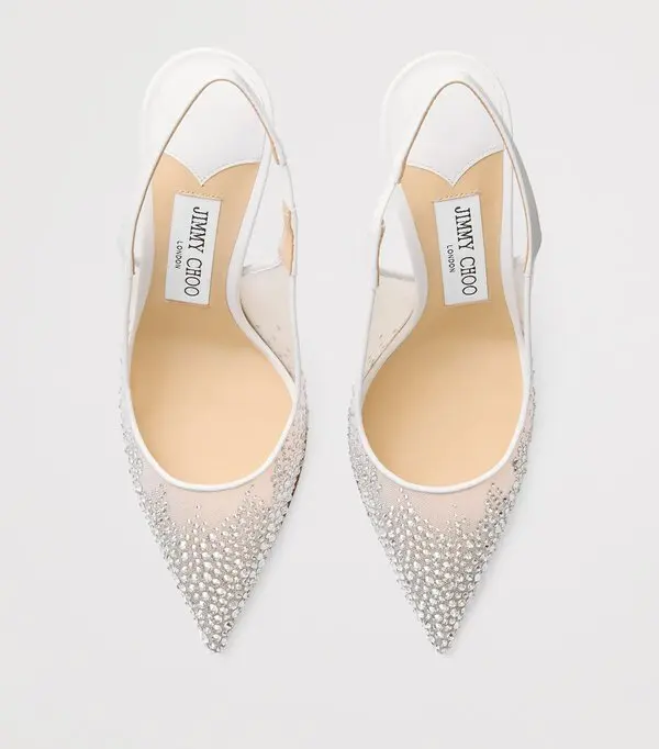 JIMMY CHOO Love 85 Embellished Slingback Pumps - White