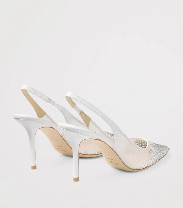 JIMMY CHOO Love 85 Embellished Slingback Pumps - White