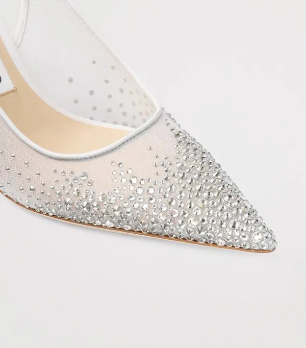 JIMMY CHOO Love 85 Embellished Slingback Pumps - White
