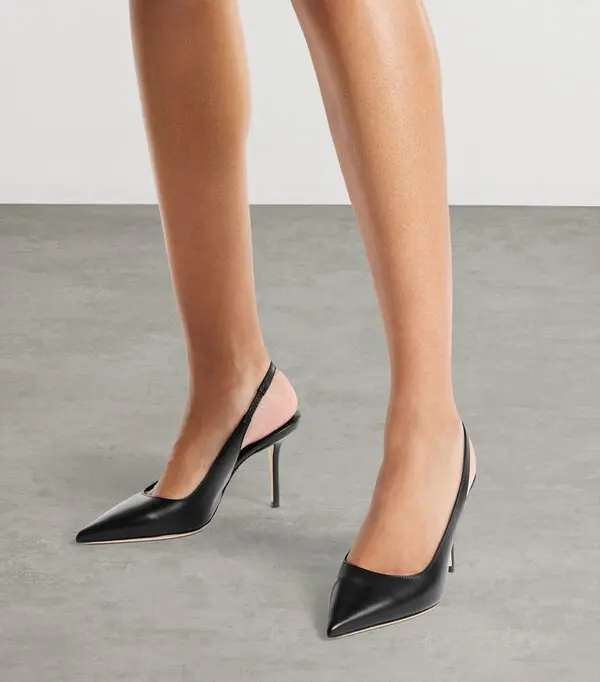 JIMMY CHOO Love 85 Leather Slingback Pumps - Black