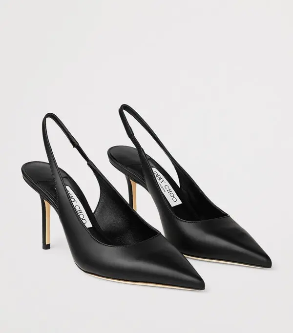JIMMY CHOO Love 85 Leather Slingback Pumps - Black