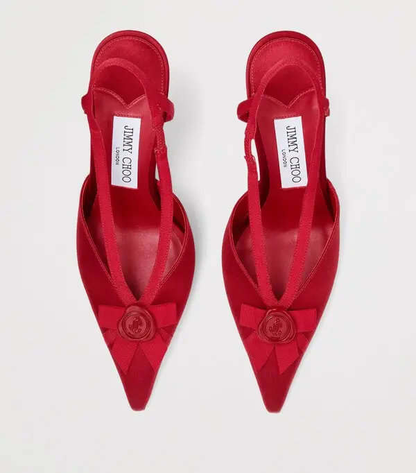 JIMMY CHOO Faya 95 Satin Slingback Pumps - Red