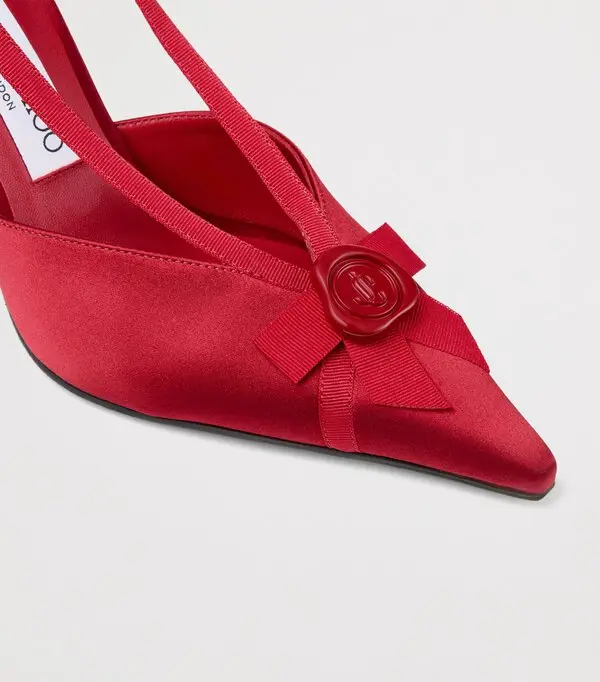 JIMMY CHOO Faya 95 Satin Slingback Pumps - Red