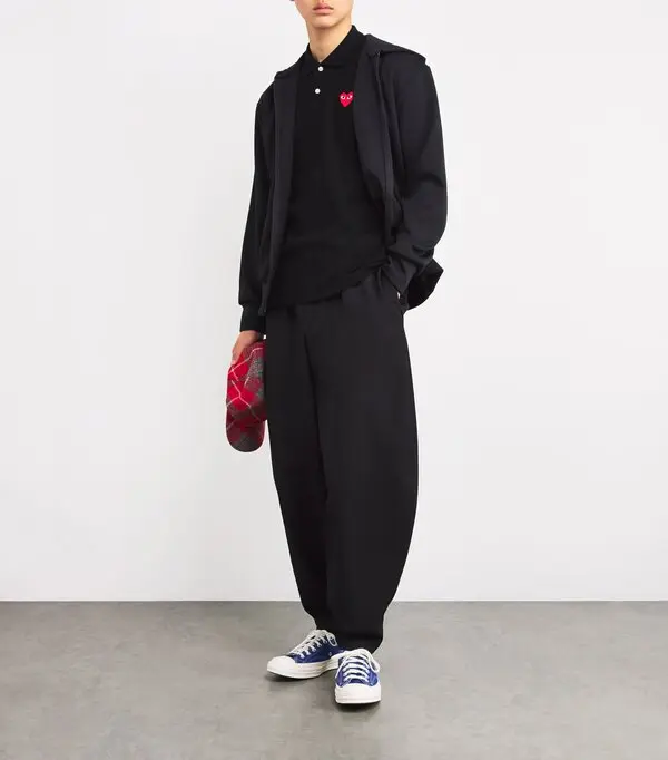 Play Comme Des Garcon Heart Logo Polo Shirt - Black