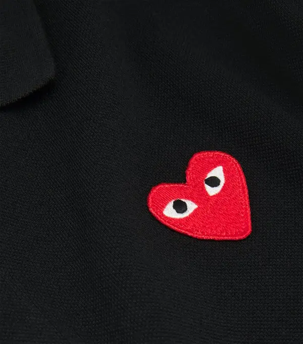 Play Comme Des Garcon Heart Logo Polo Shirt - Black