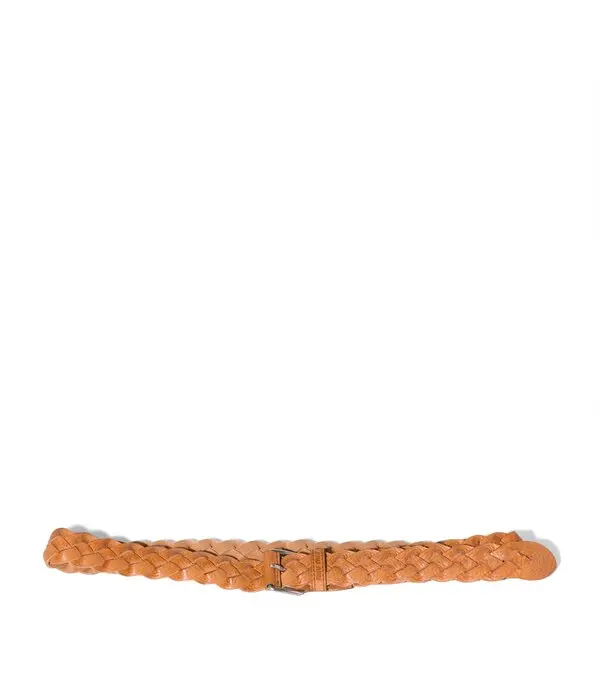 Miu Miu Calfskin Woven Belt - Brown