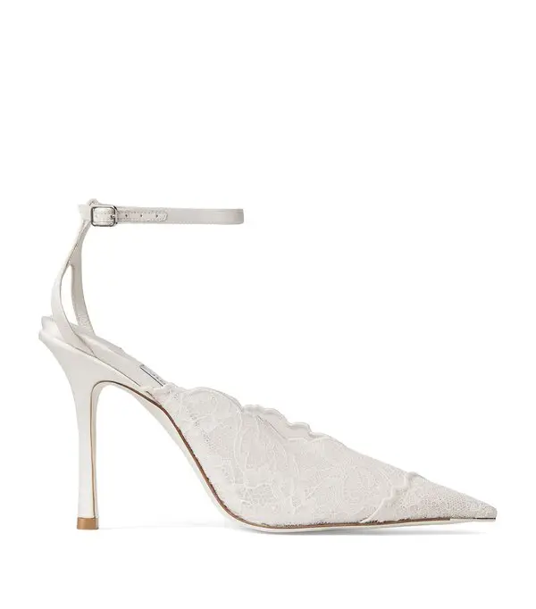 JIMMY CHOO Faiz 100 Lace Heeled Pumps - Ivory