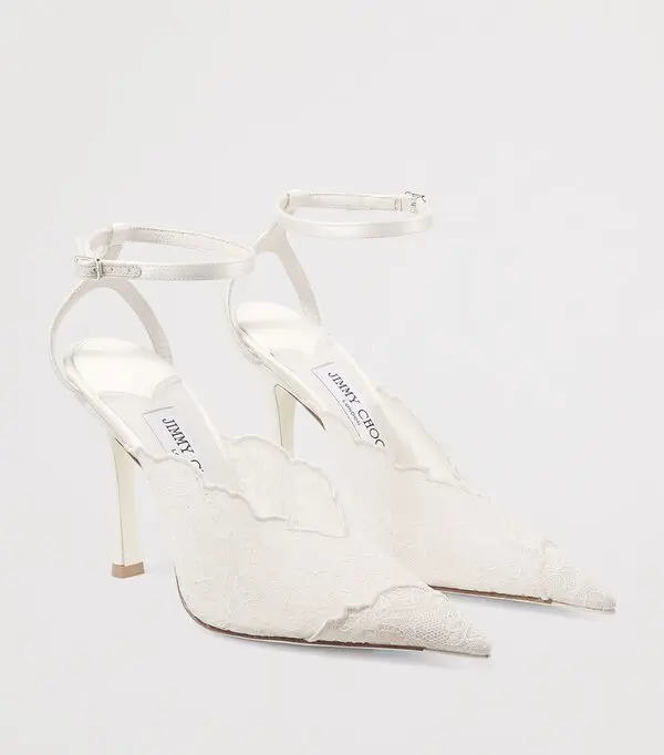 JIMMY CHOO Faiz 100 Lace Heeled Pumps - Ivory