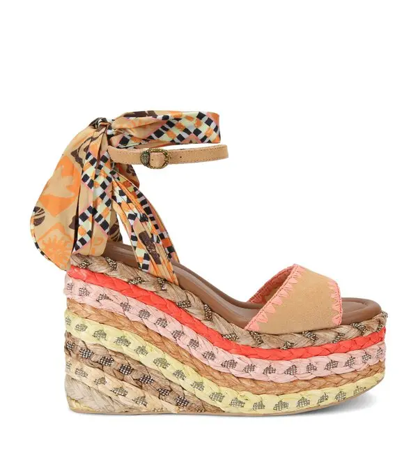 Kurt Geiger Suede Chelsea Wedge Heel With Raffia Sole