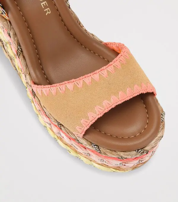 Kurt Geiger Suede Chelsea Wedge Heel With Raffia Sole