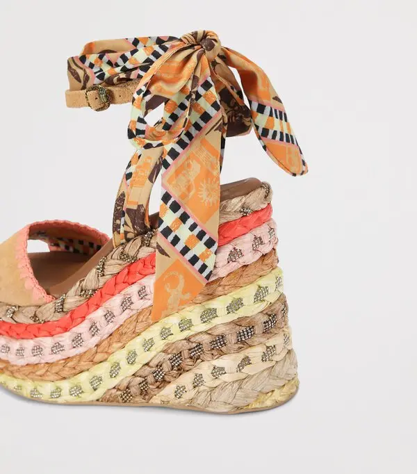 Kurt Geiger Suede Chelsea Wedge Heel With Raffia Sole