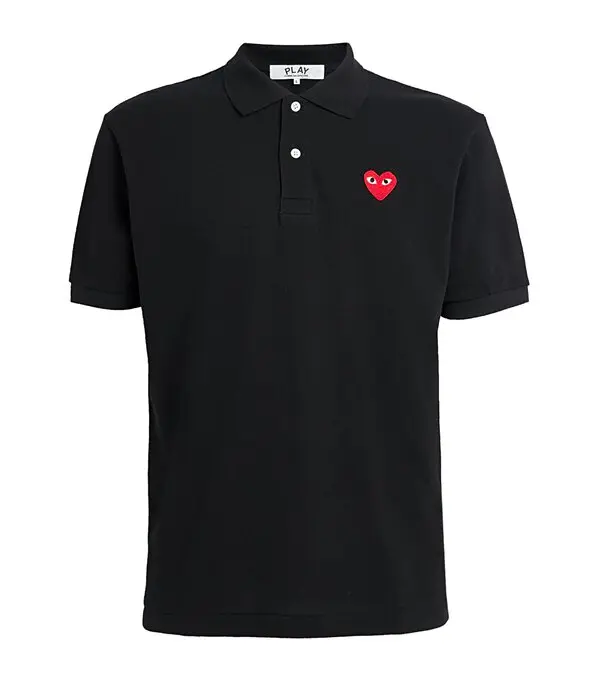Play Comme Des Garcon Heart Logo Polo Shirt - Black