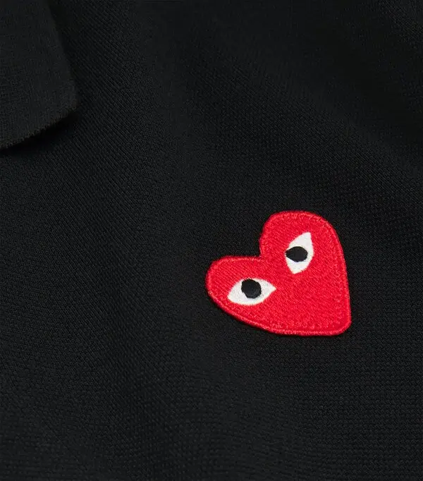 Play Comme Des Garcon Heart Logo Polo Shirt - Black
