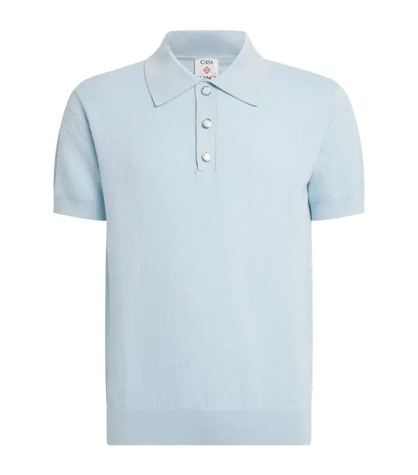 Casablanca Cotton-blend Pointelle Monogram Polo Shirt